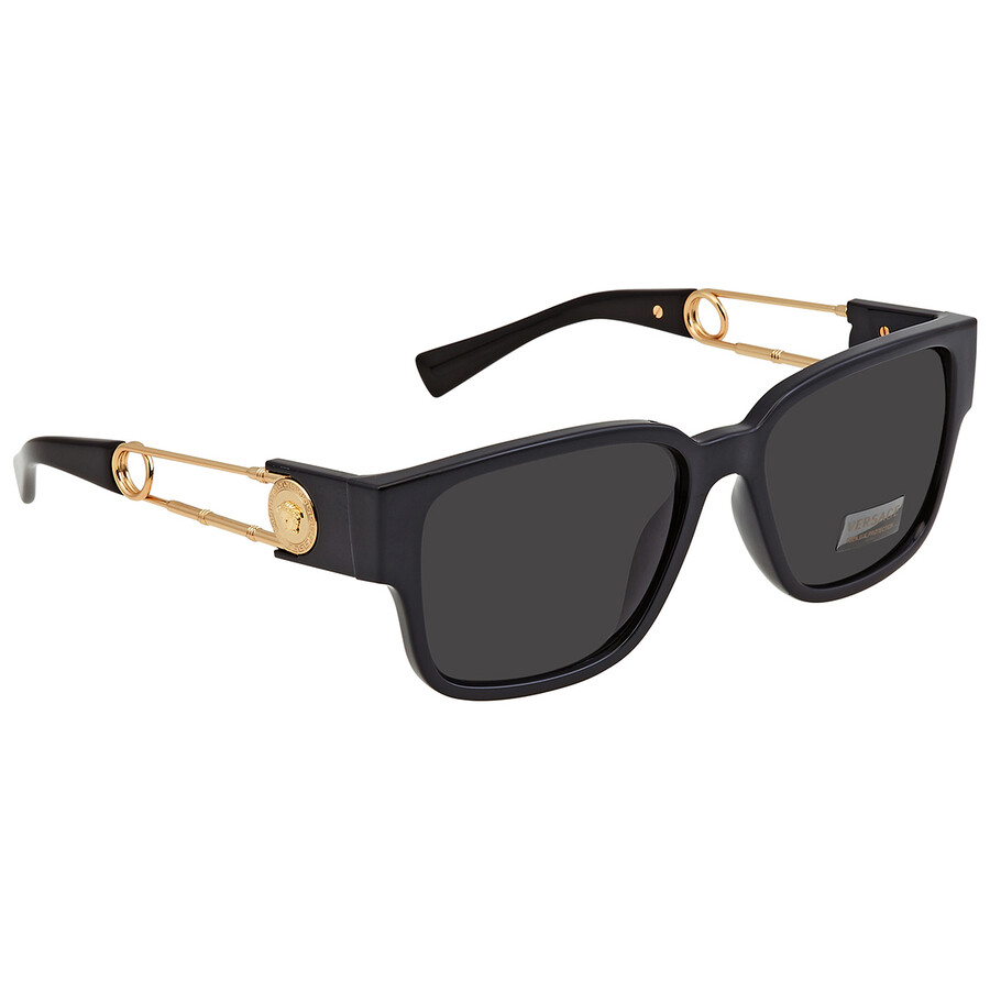 Versace Dark Grey Rectangular Men's Sunglasses VE4412 GB1/87 57 VE4412 ...