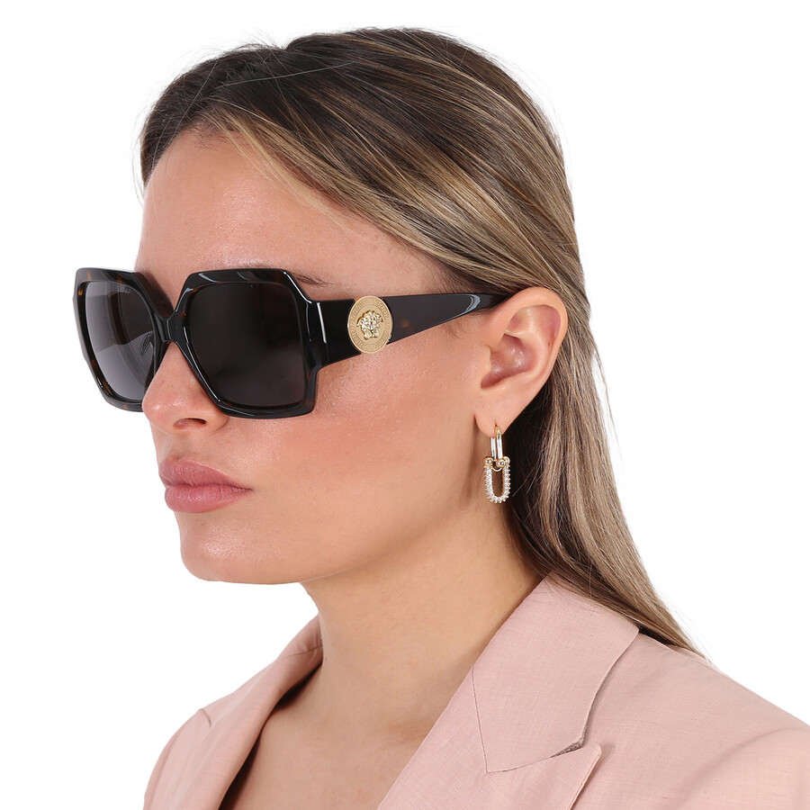 Versace Dark Grey Square Ladies Sunglasses VE4453 108/87 56 ...