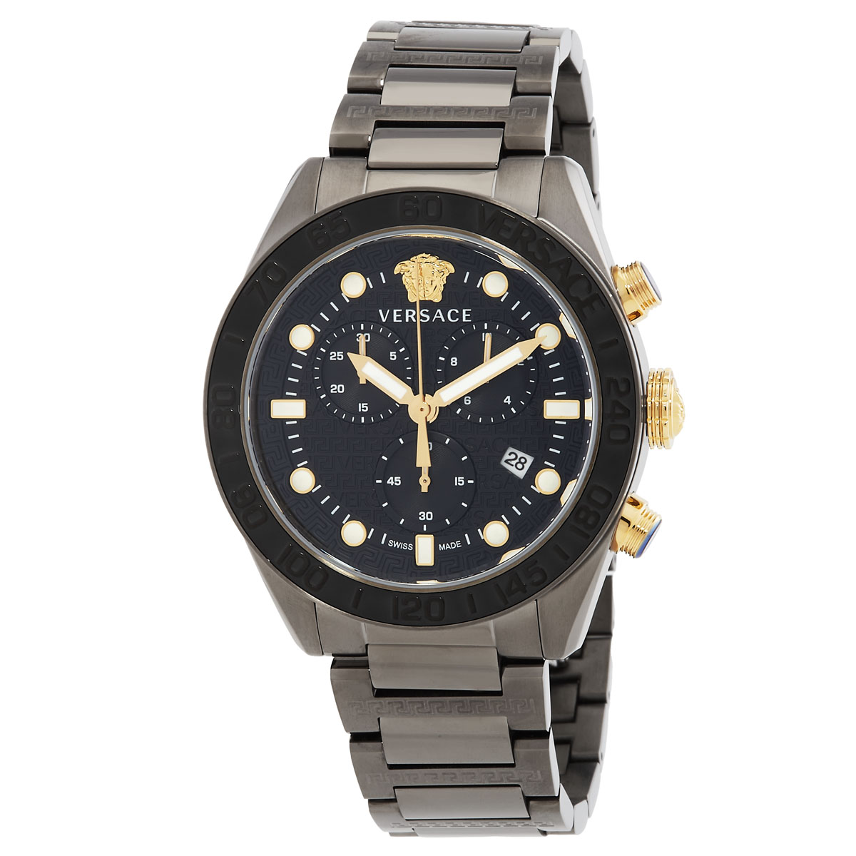 Versace Greca Dome Chronograph Quartz Black Dial Men's Watch VE6K00623 ...