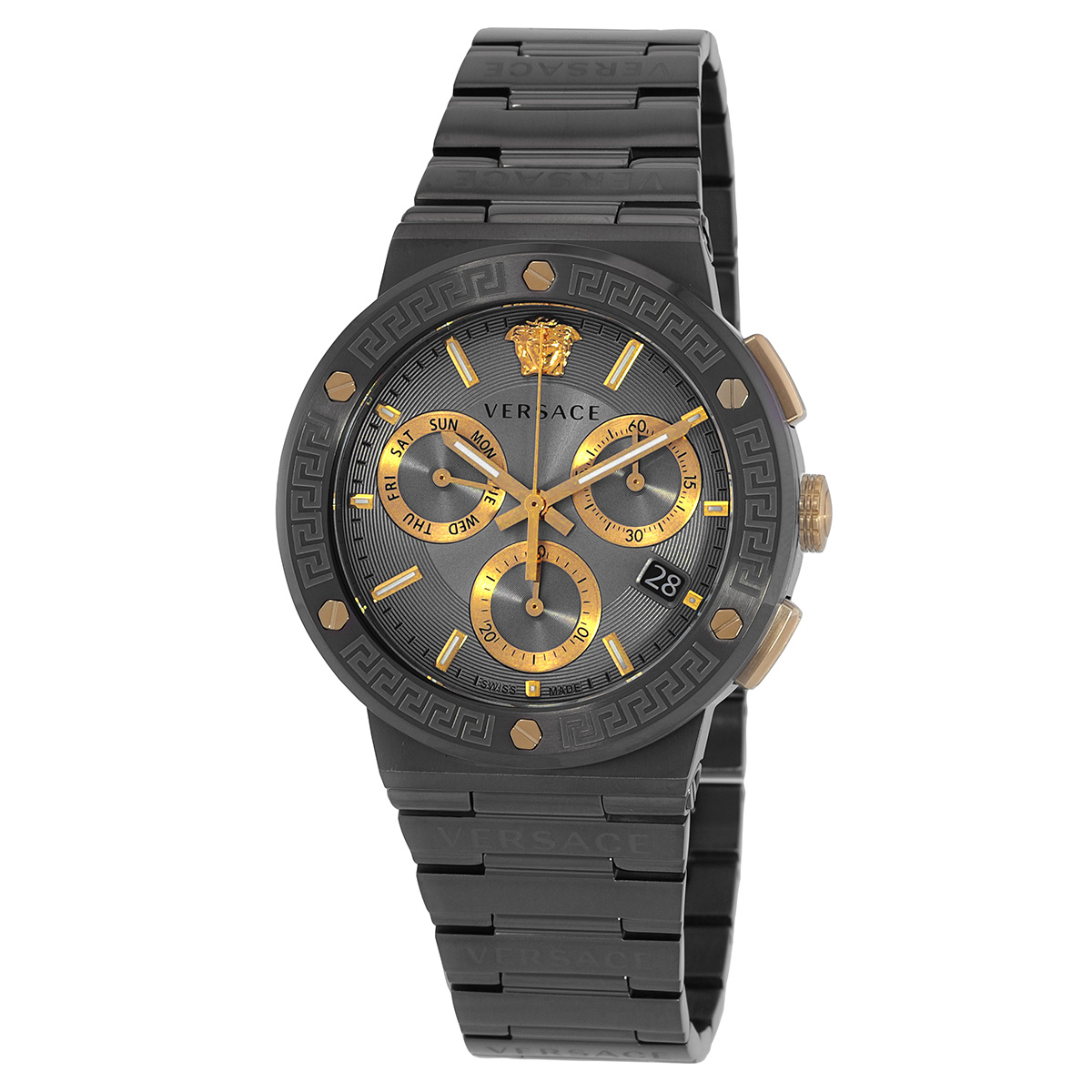 Versace Greca Logo Chronograph Quartz Grey Dial Men's Watch VEZ900521 ...