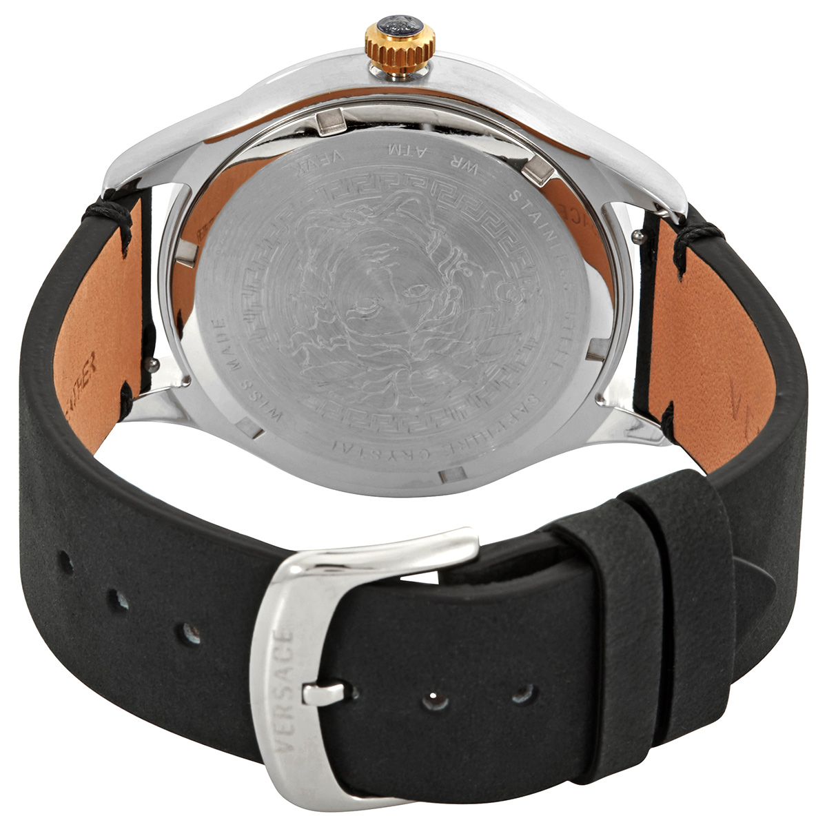 Versace Hellenyium Black Dial Men's Leather Watch VEVK00120 - Watches ...
