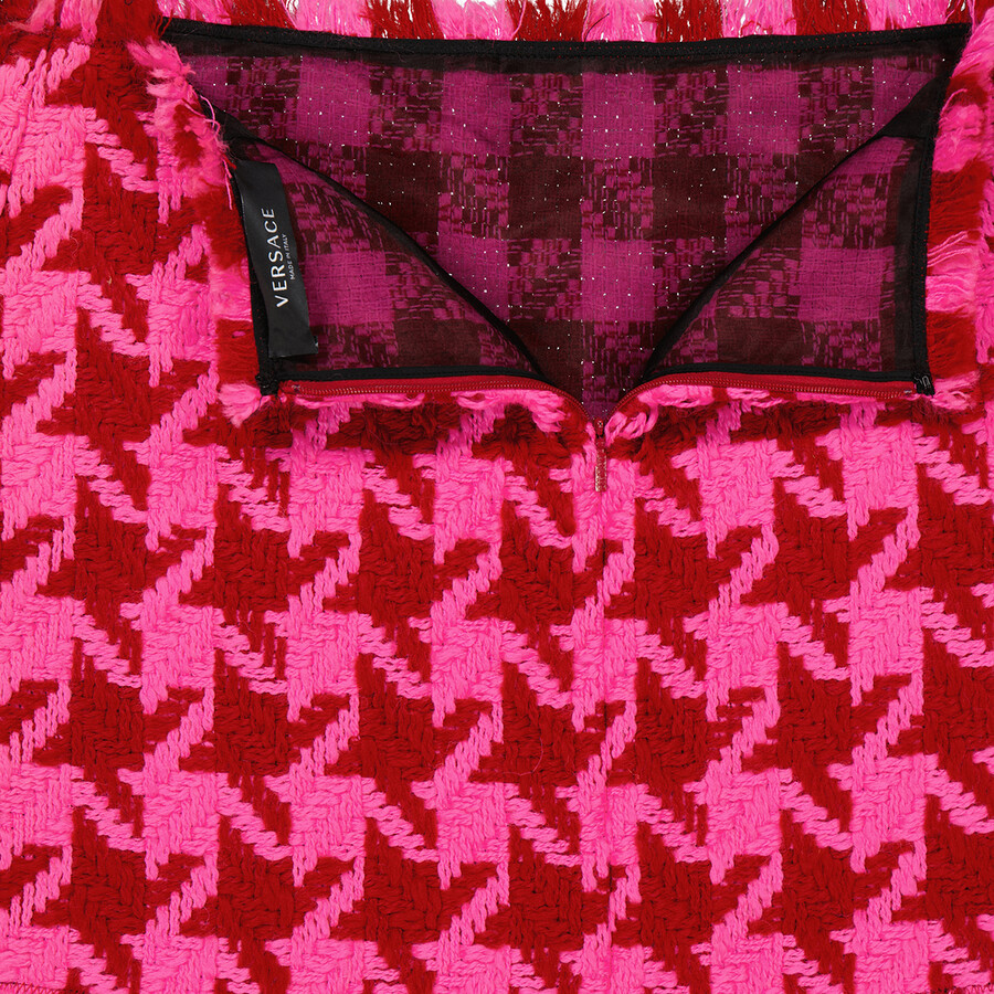 Versace Houndstooth Pattern Mini Skirt In Pink, Brand Size 40 (US Size ...