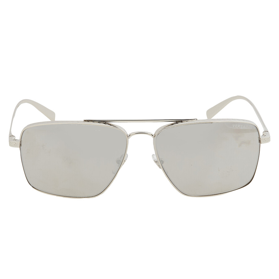 Versace Light Gray Mirrored Silver Square Men's Sunglasses VE2216 ...