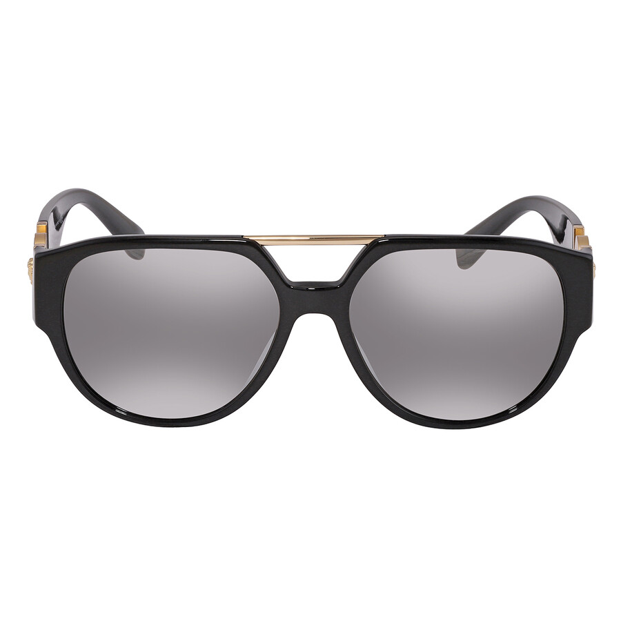 Versace Light Grey Mirror Silver Pilot Men's Sunglasses VE4371 GB16G 58 ...