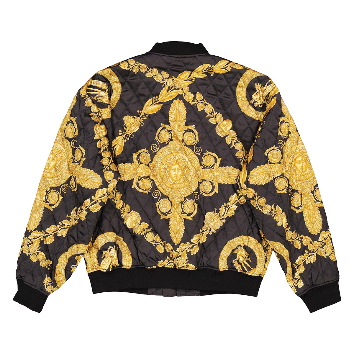 Versace Men's Black / Gold Maschera Baroque-Print Quilted Bomber Jacket ...