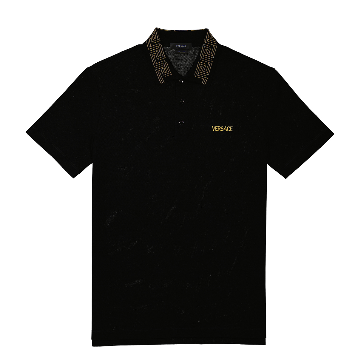 Versace Men's Black Logo Embroidered Short Sleeved Polo Shirt, Size ...
