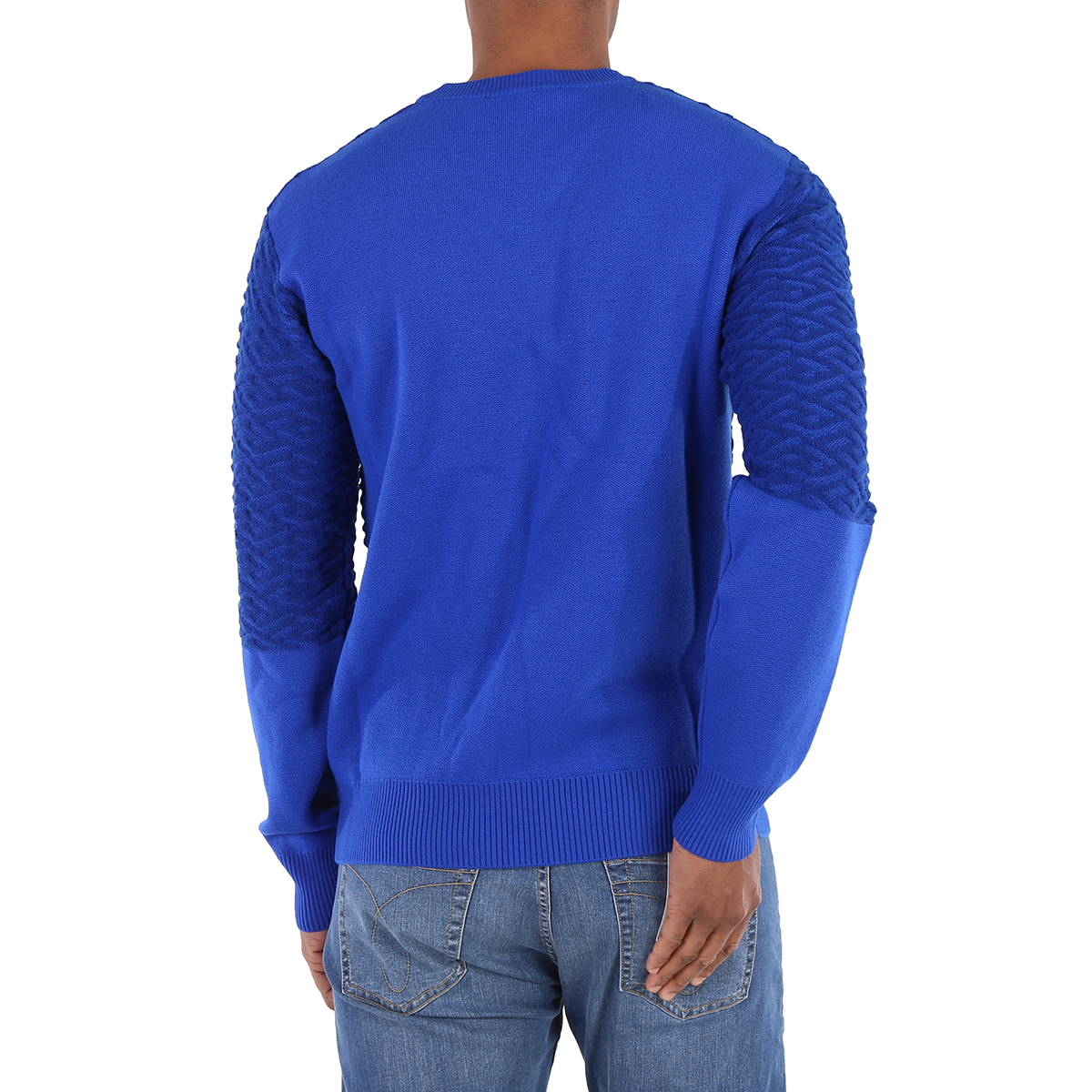 Versace Men's Blue Greca Crewneck Knit Jumper, Brand Size 48 (US Size ...