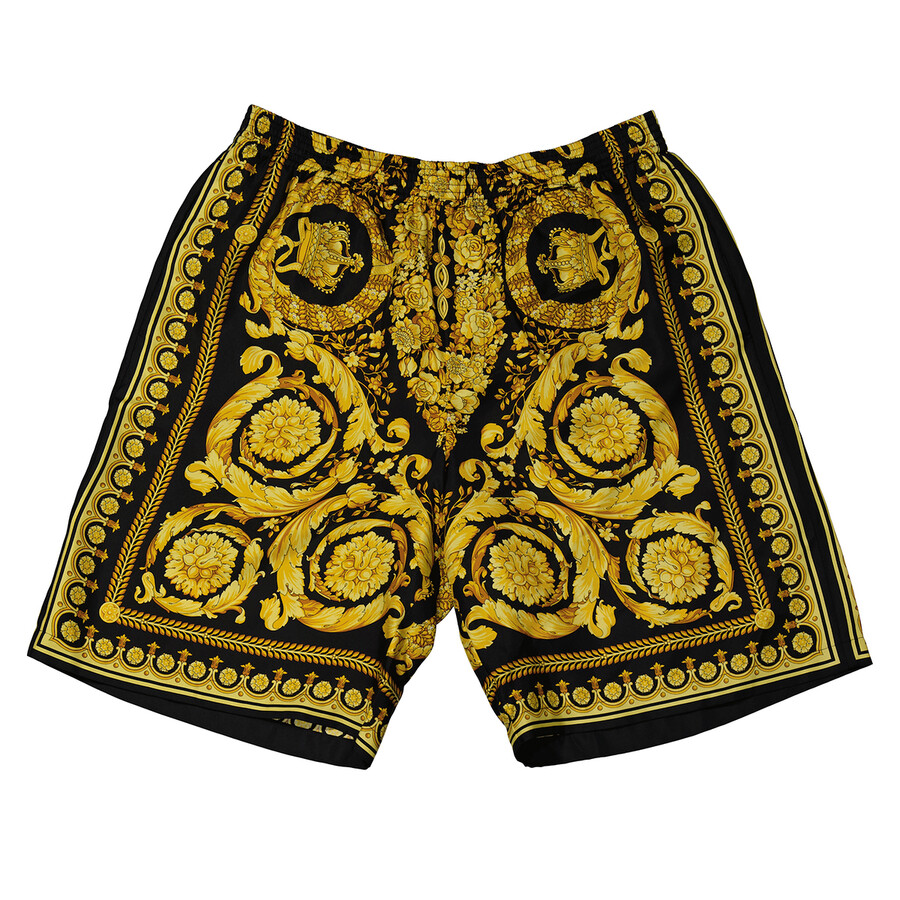 Versace Men's Silk Twill Barocco Print Shorts, Brand Size 46 (US Size ...