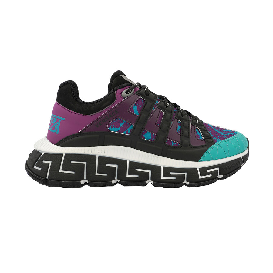 Versace Men's Teal / Black / Plum Trigreca Low-Top Sneakers, Brand Size ...