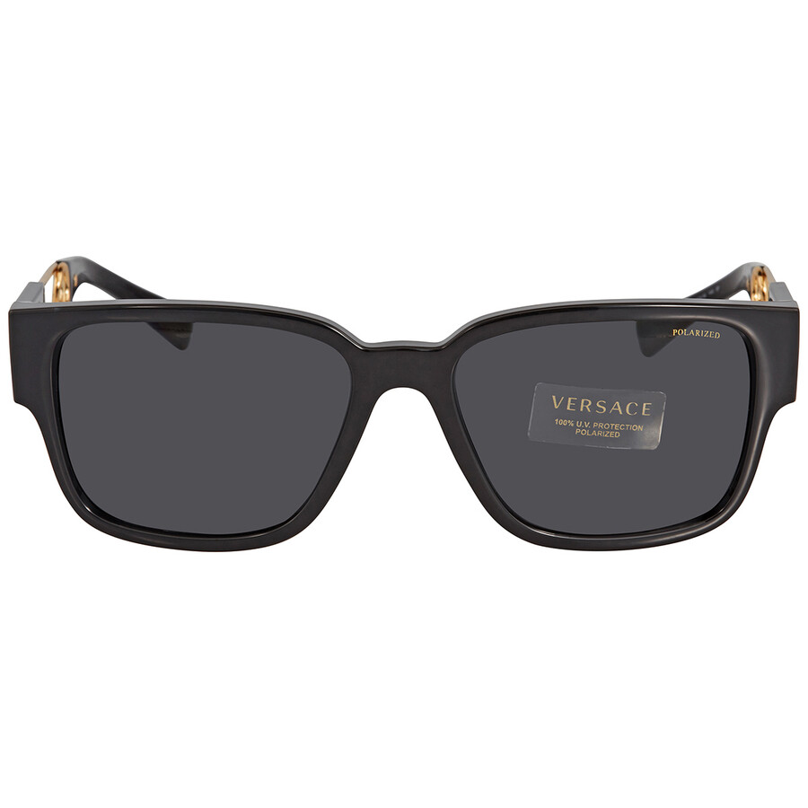 Versace Polarized Grey Rectangular Men's Sunglasses VE4412 GB1/81 57 ...