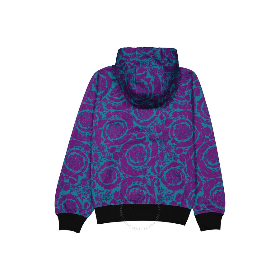 Versace Teal / Plum Baroque-Pattern Drawstring Hoodie, Size Medium ...