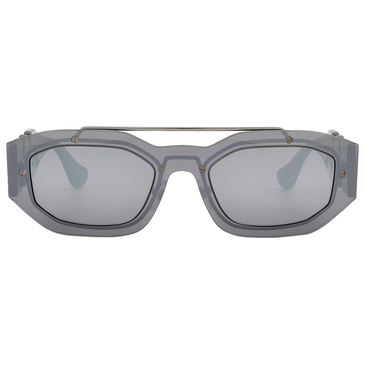Versace Transparent Grey Mirror Silver Geometric Unisex Sunglasses ...
