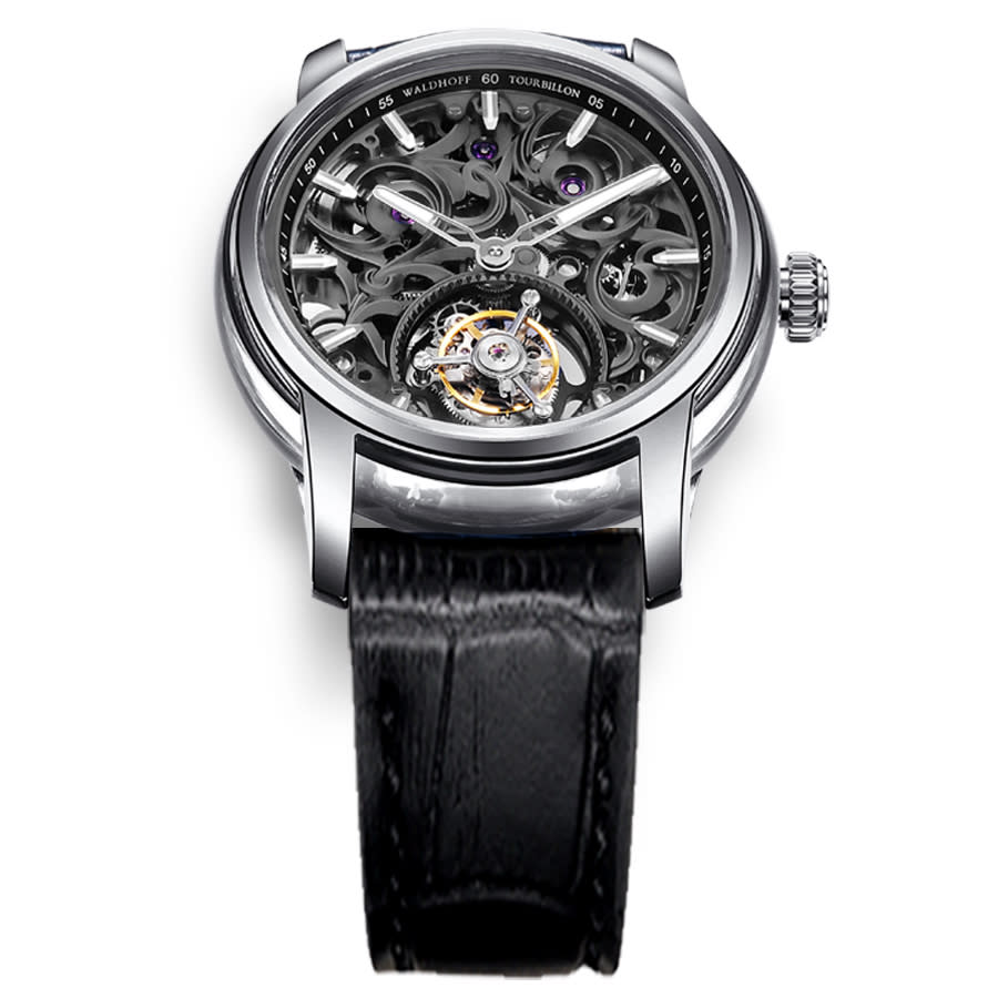 Waldhoff Imperial Sapphire Tourbillon Hand Wind Black Dial Men's Watch ...
