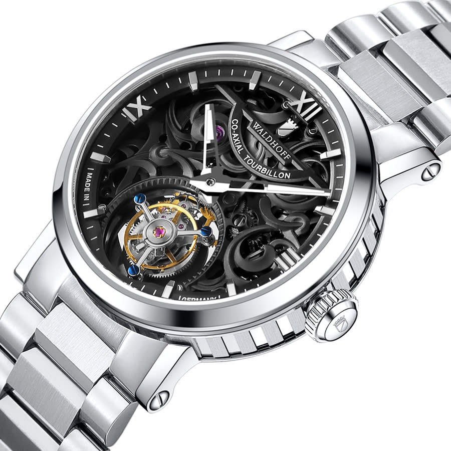 Waldhoff Metropolis Tourbillon Hand Wind Black Dial Men's Watch MW-18BL ...