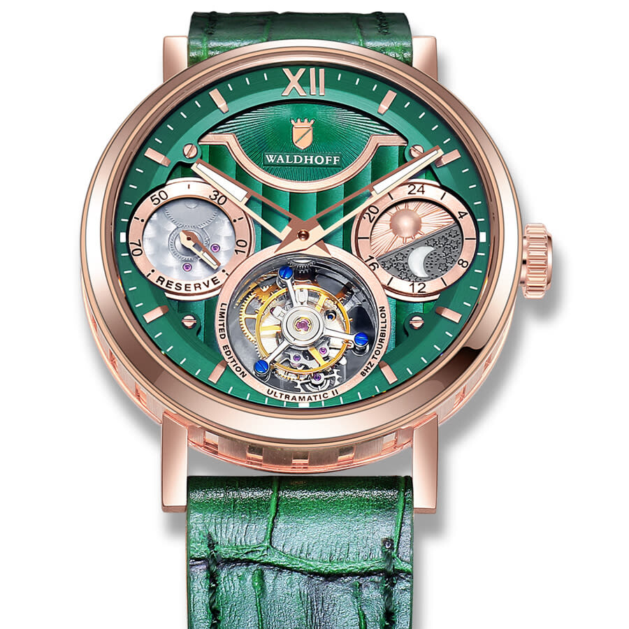 Waldhoff Ultramatic II Tourbillon Hand Wind Rose Gold Dial Men's Watch ...