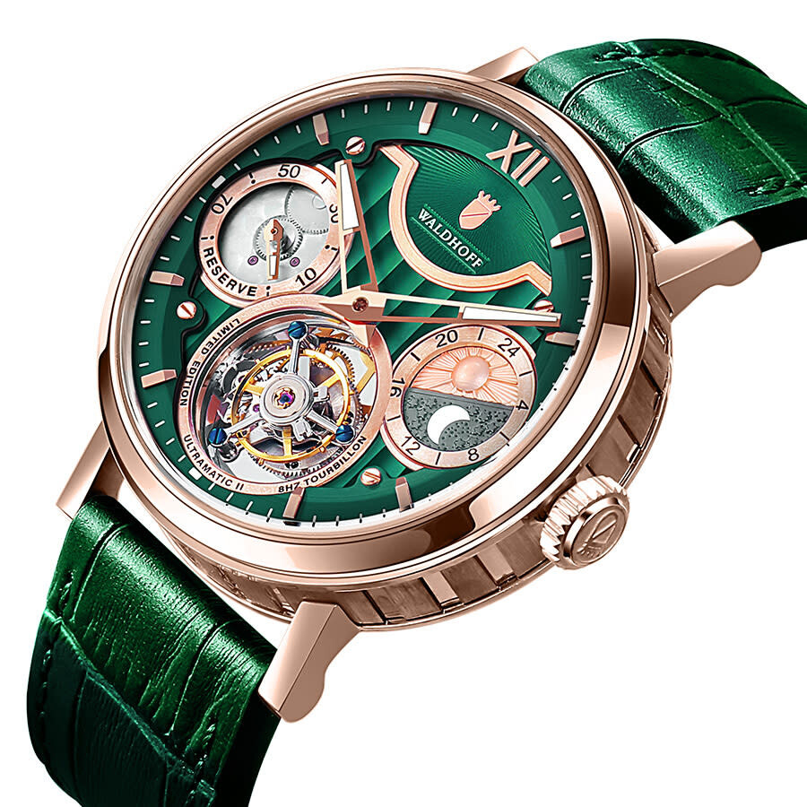 Waldhoff Ultramatic II Tourbillon Hand Wind Rose Gold Dial Men's Watch ...