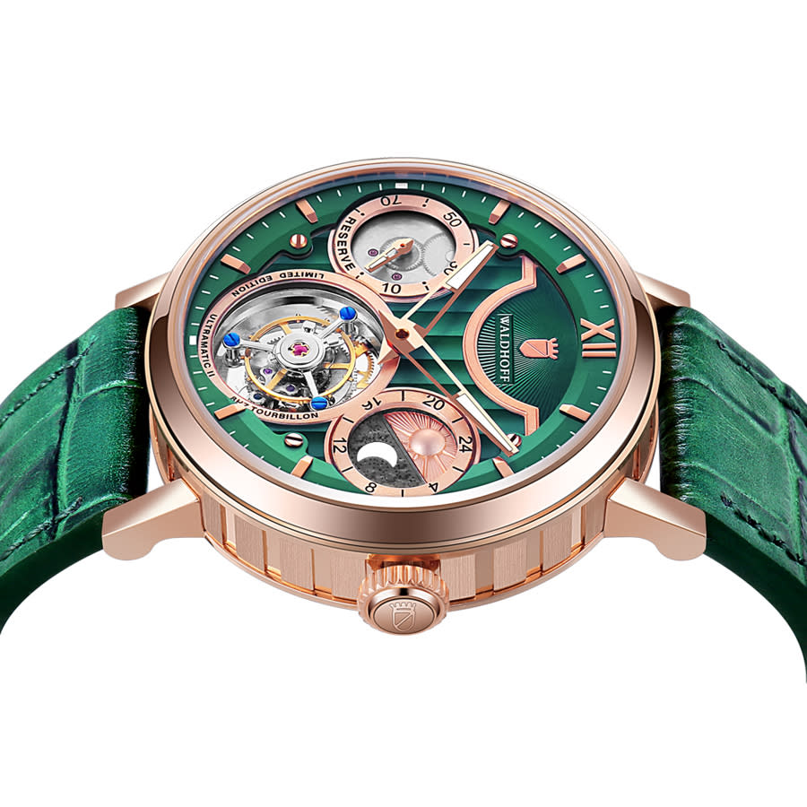 Waldhoff Ultramatic II Tourbillon Hand Wind Rose Gold Dial Men's Watch ...