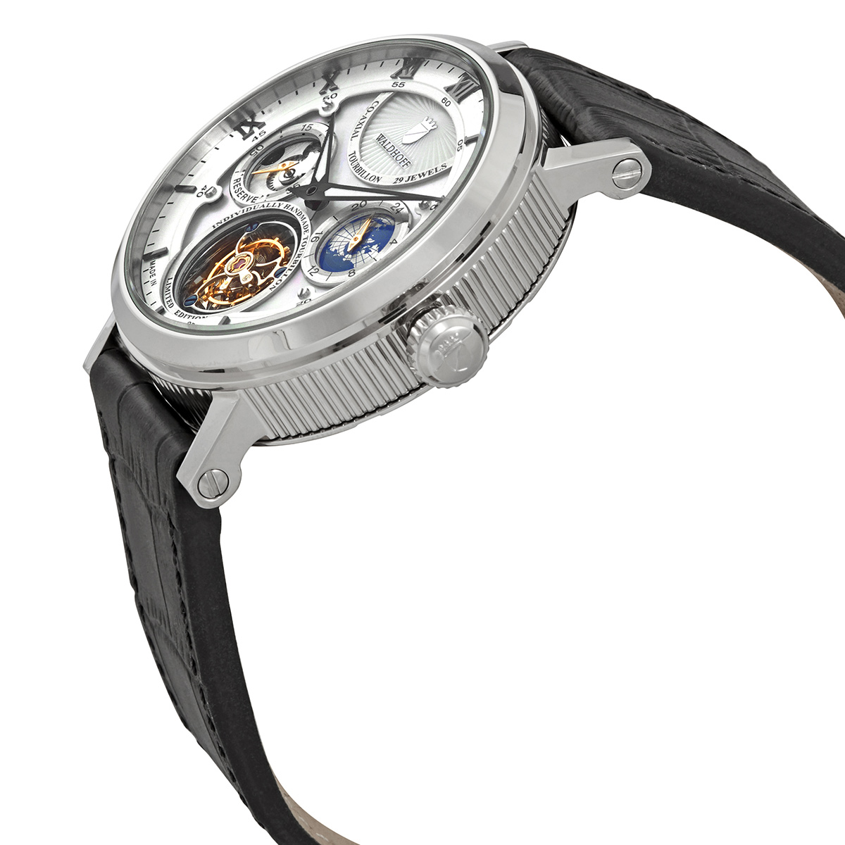 Waldhoff Ultramatic Limited Tourbillon Hand Wind Silver Dial Men's ...