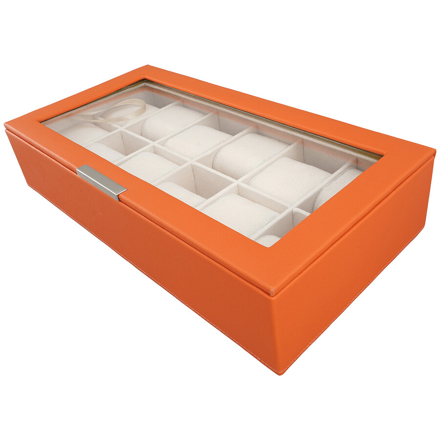 Wolf Stackable 12Pcs Watch Tray With Lid Orange 309839 - Watch ...