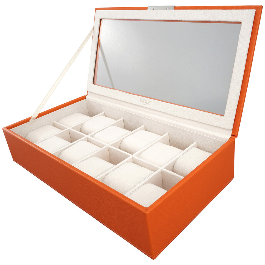 Wolf Stackable 12Pcs Watch Tray With Lid Orange 309839 - Watch ...