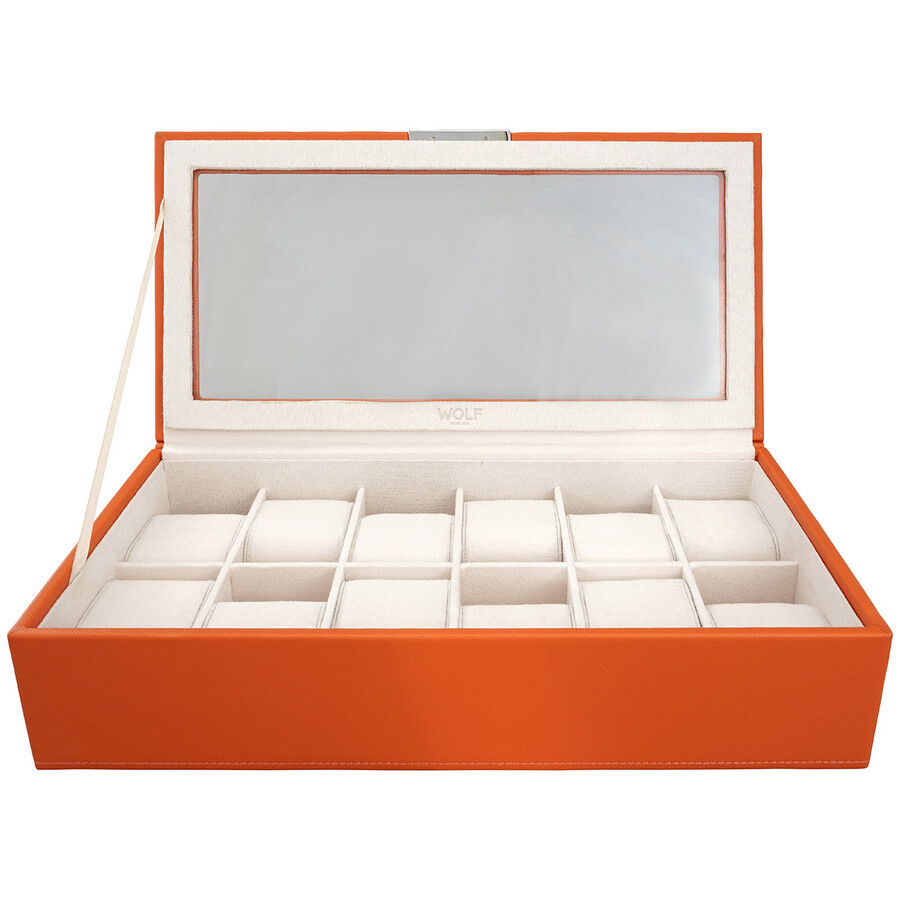 Wolf Stackable 12Pcs Watch Tray With Lid Orange 309839 - Watch ...