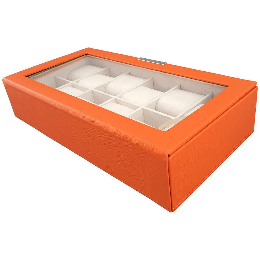 Wolf Stackable 12Pcs Watch Tray With Lid Orange 309839 - Watch ...