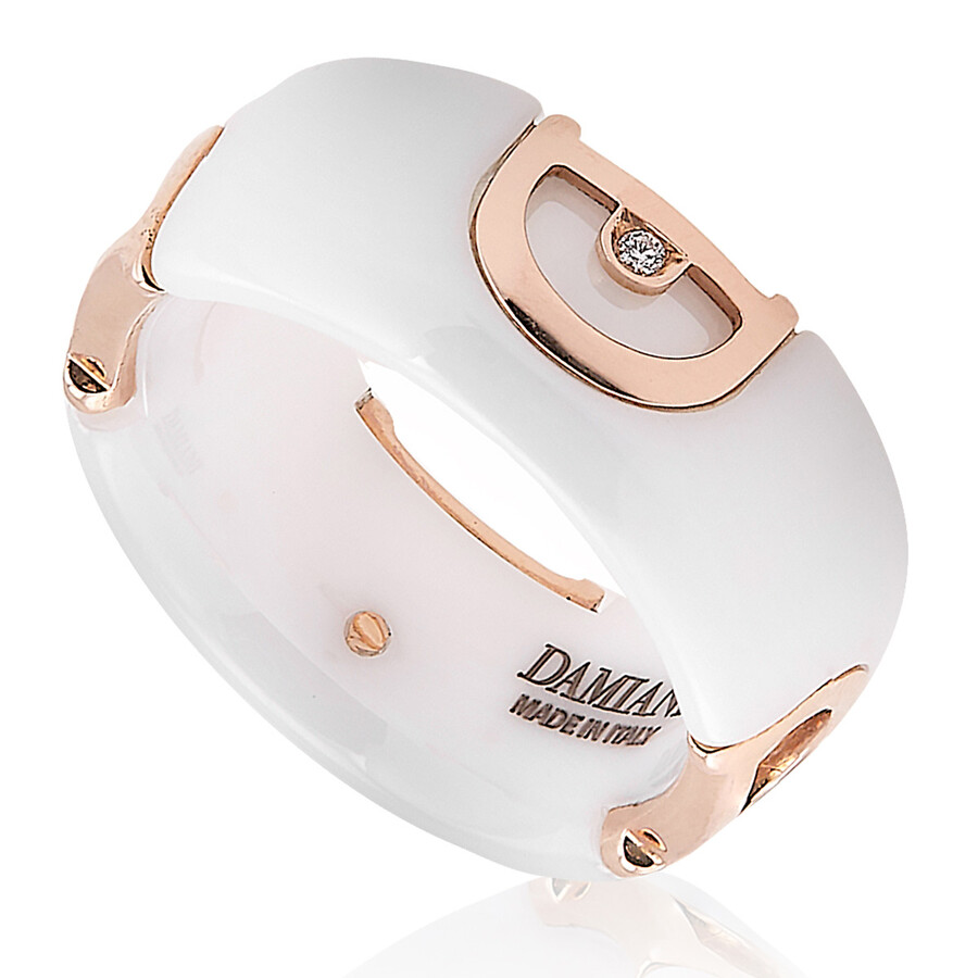 Damiani D.Icon Ceramic, Pink Gold and Diamond Ring, Size 9 20082187 ...