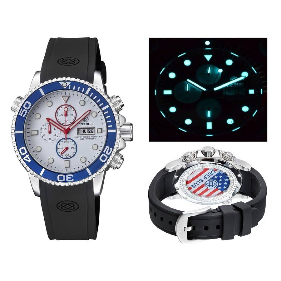 Deep Blue 1000 Chronograph Quartz White Dial Men's Watch ...