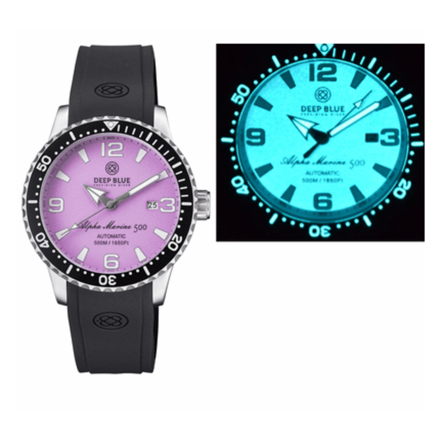 Deep Blue ALPHA MARINE FULL LUME DIAL Purple Dial Men's Watch ...