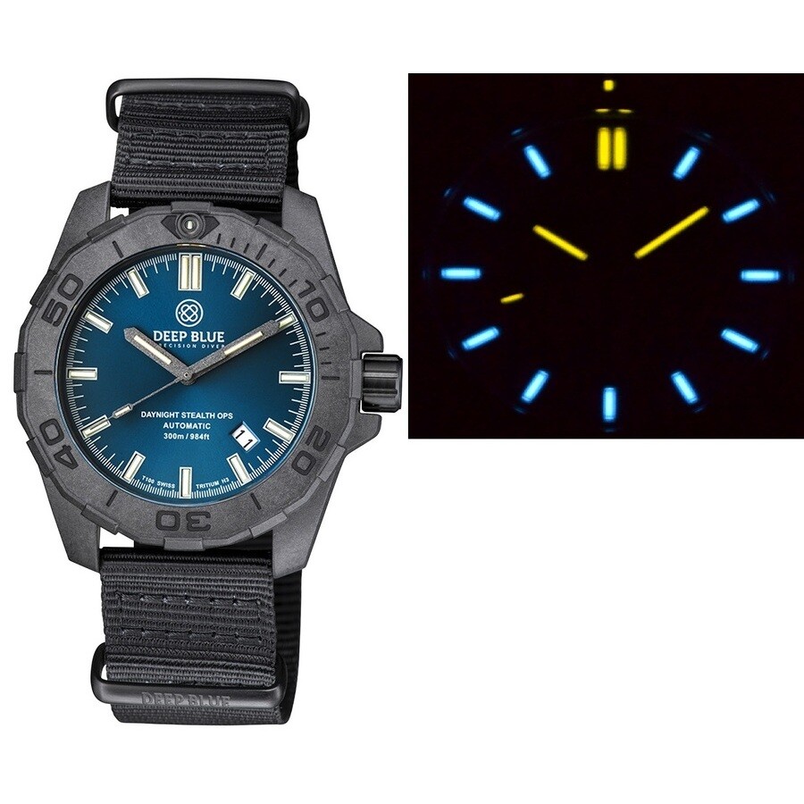 Deep Blue Daynight Stealth Ops Automatic Blue Dial Men's Watch ...