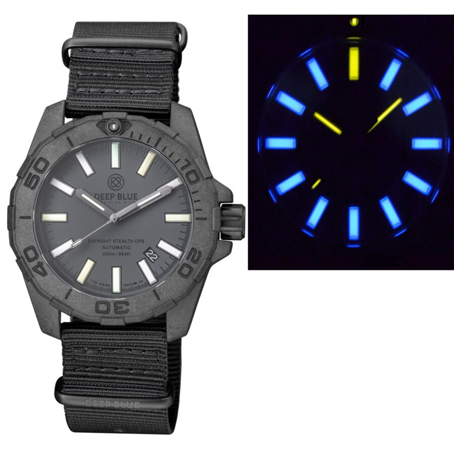 Deep Blue Daynight Stealth Ops Automatic Grey Dial Men's Watch ...