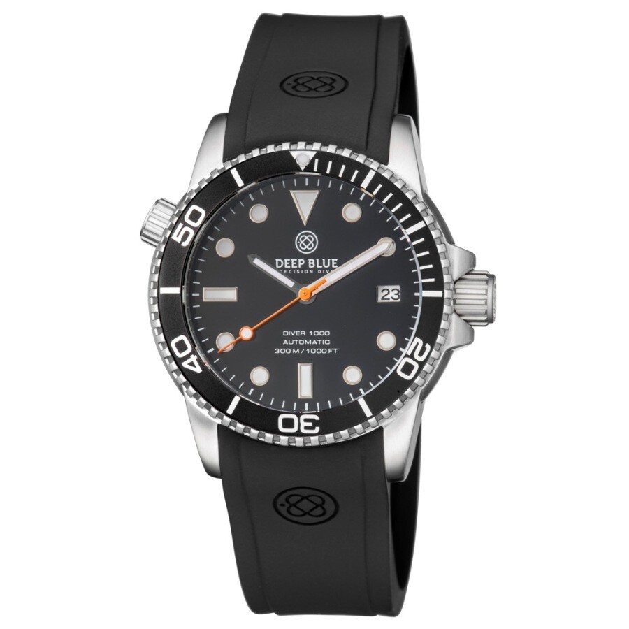 Deep Blue Diver 1000 Automatic Black Dial Watch DIVER40BLACKORGSEC ...