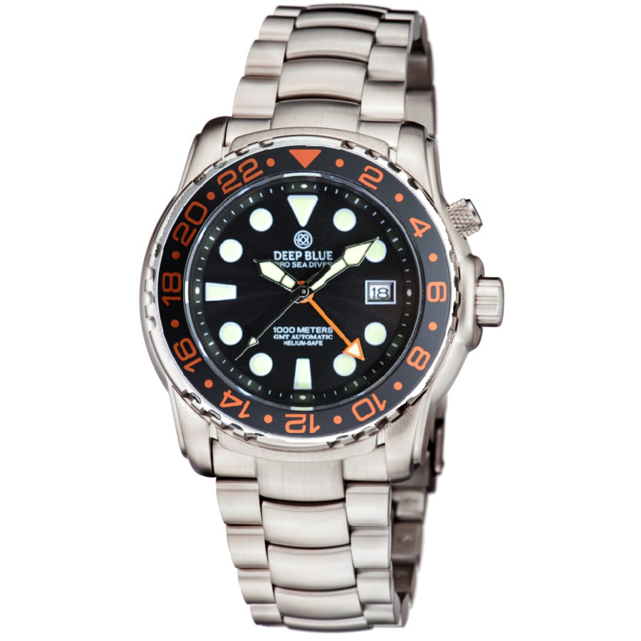 Deep Blue Pro Sea Diver Automatic Black Dial Men's Watch GMTPSD1KBKORG ...