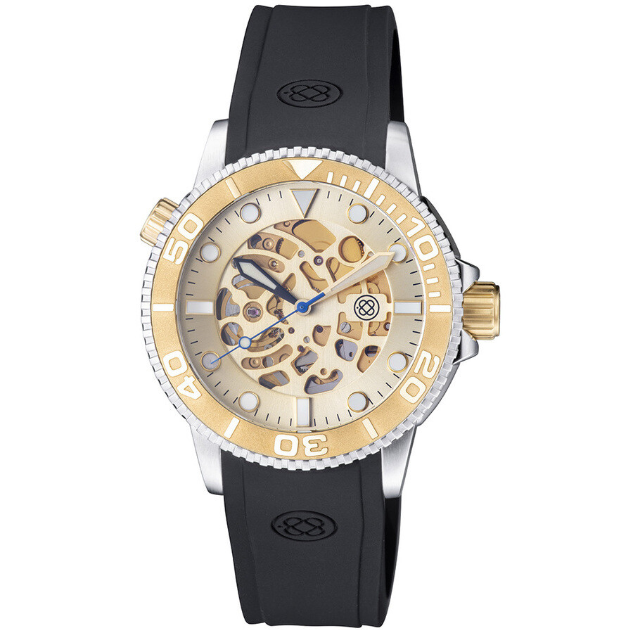 Deep Blue Skeleton Diver Automatic Gold Dial Men's Watch 44MMSKELH ...