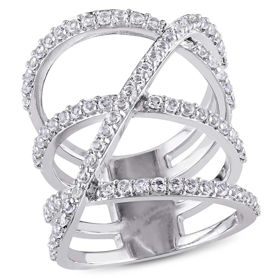 Amour White Topaz Crossover Split Shank Ring In Sterling Silver JMSHYCC ...