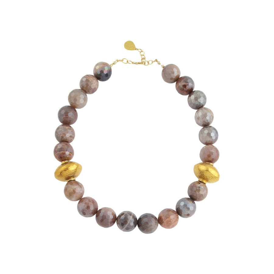 Devon Leigh 18k Gold Plated Brass & Orange Moonstone Collar Necklace ...