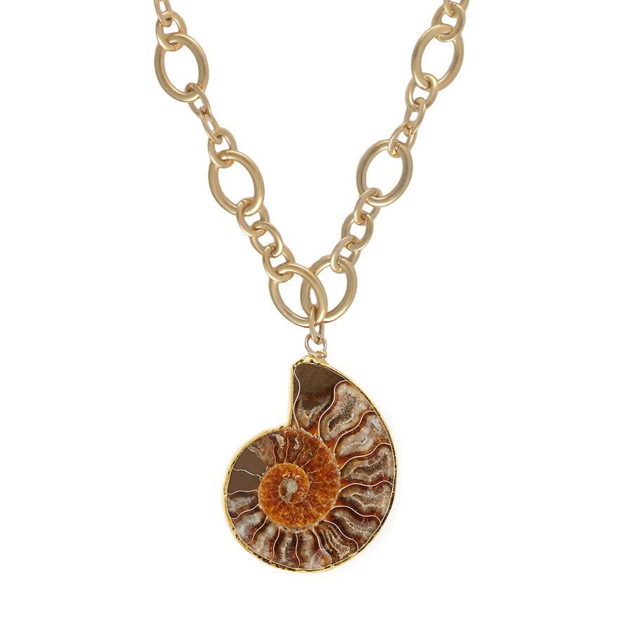 Devon Leigh Ammonite and 24k Gold Foil and 24k Gold Plated Pendant ...