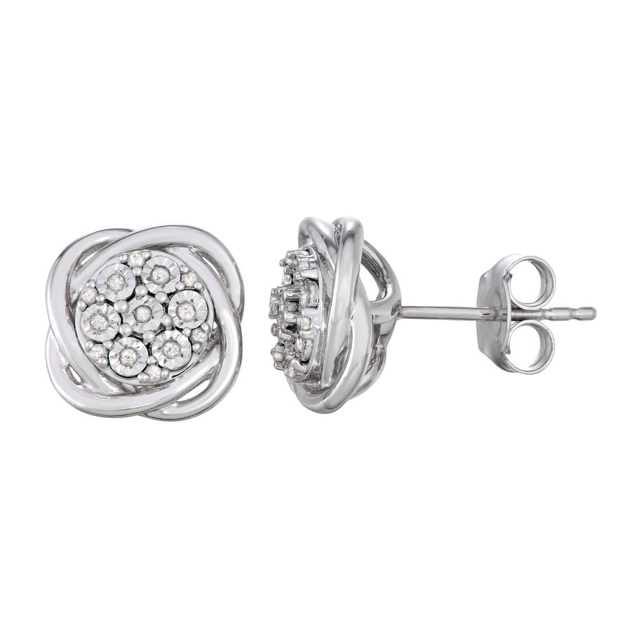 Diamondmuse Diamond Muse 0.10 cttw White Gold Over Sterling Silver Knot ...