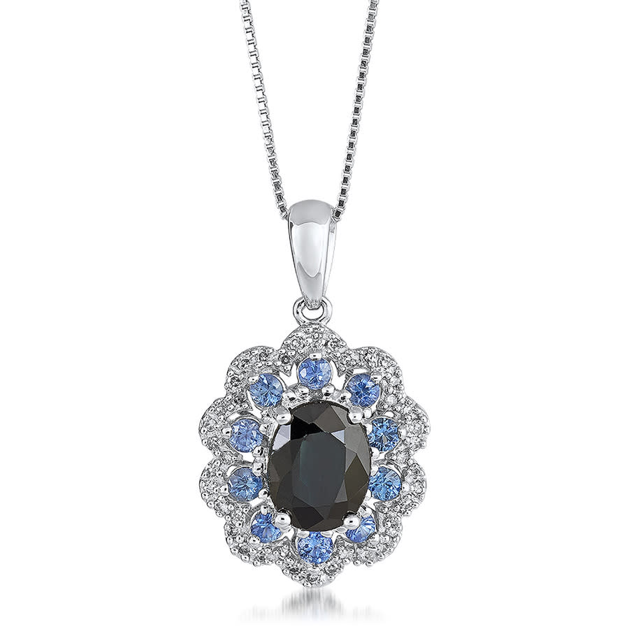 Diamondmuse Diamond Muse 14KT White Gold Sapphire Diamond Accent ...