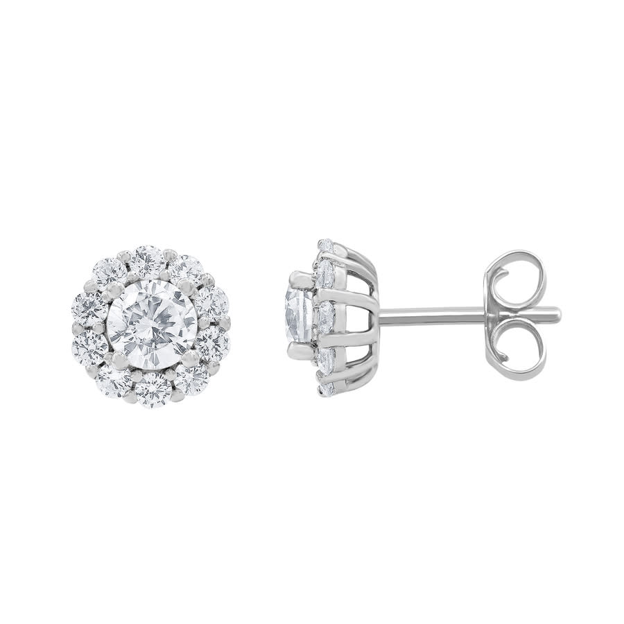 Diamondmuse Diamond Muse CZ White Gold Over Sterling Silver Halo ...