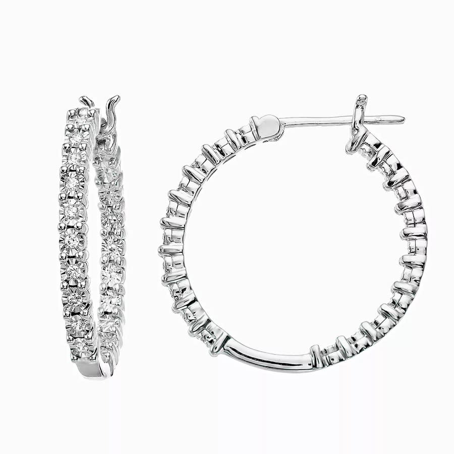 Diamondmuse Diamond Muse 0.10 cttw Sterling Silver Inside Out Diamond ...