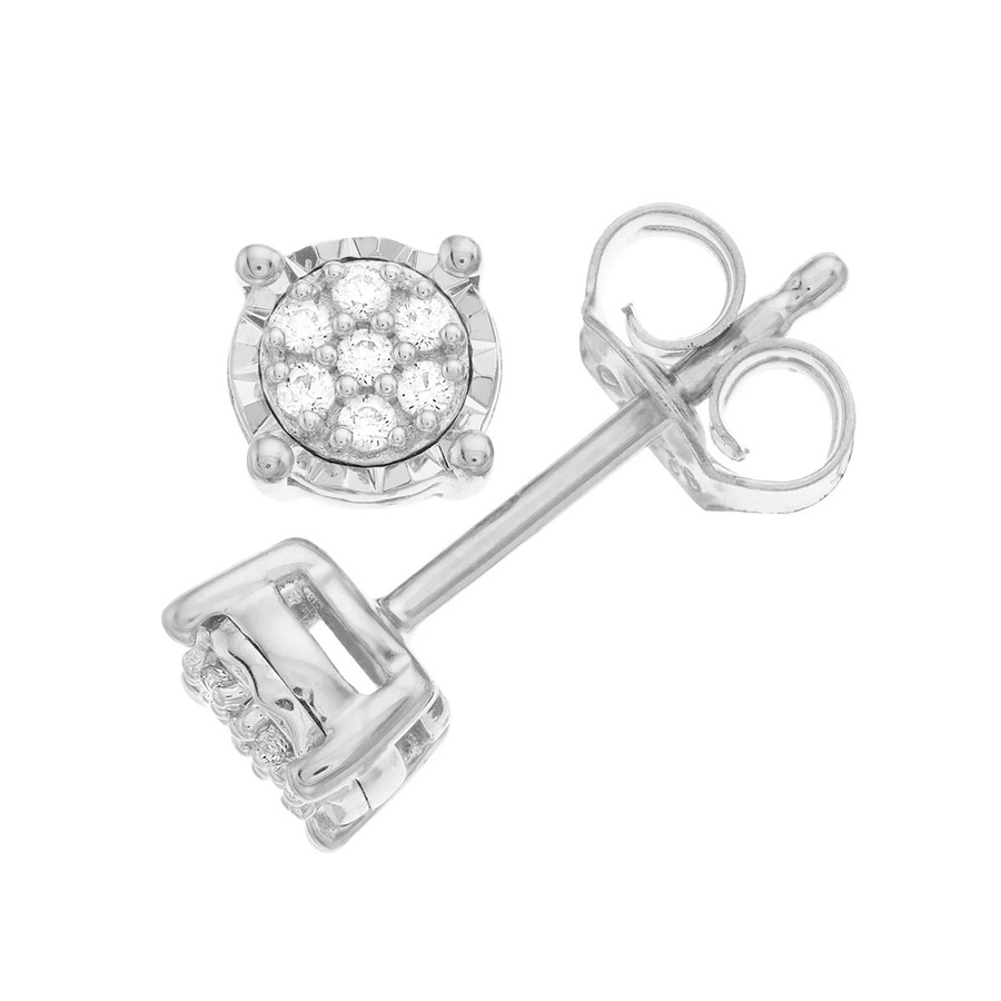 Diamondmuse Diamond Muse 0.10 cttw Sterling Silver Round Cluster ...