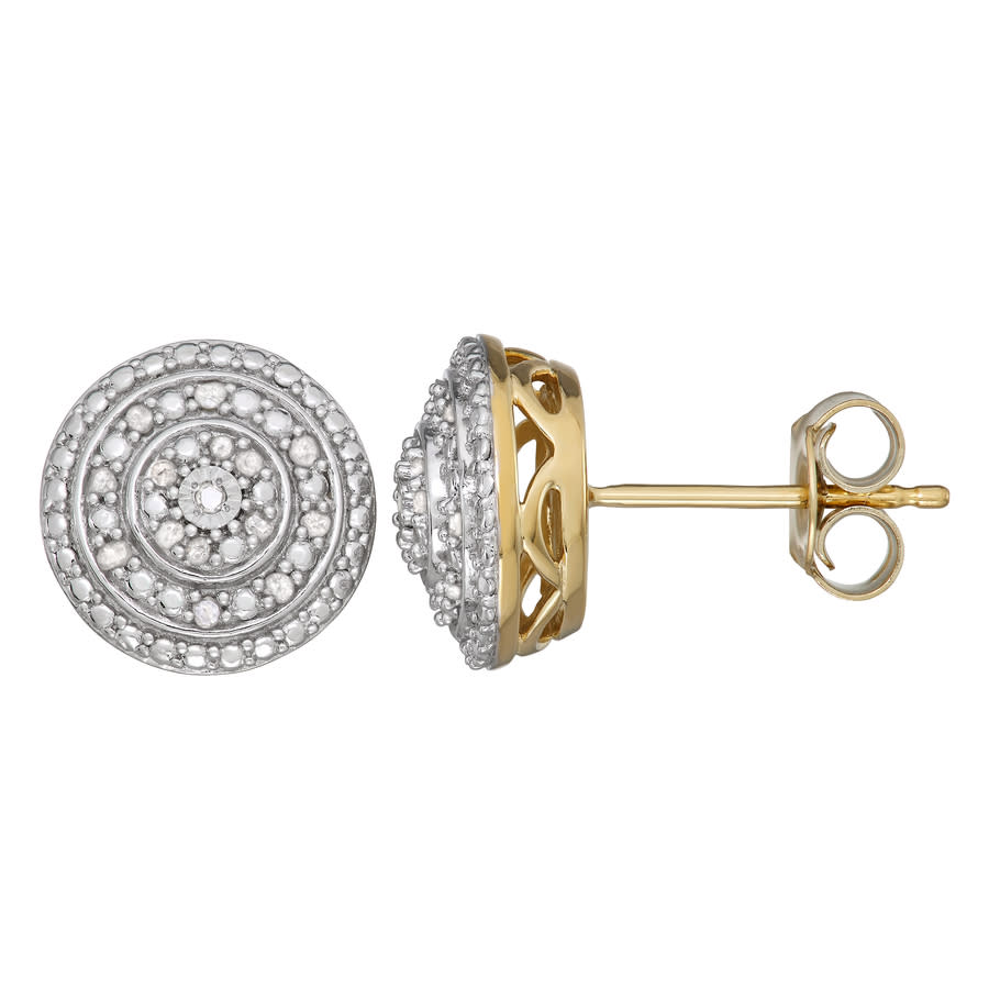 Diamondmuse Diamond Muse 0.10 cttw Yellow Gold Flashed Sterling Silver ...