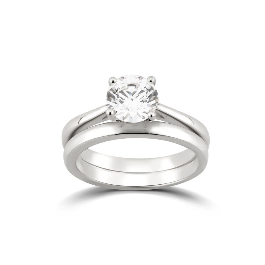 Diamondmuse 1.33 cttw Round Swarovski Sterling Silver Solitaire Bridal ...