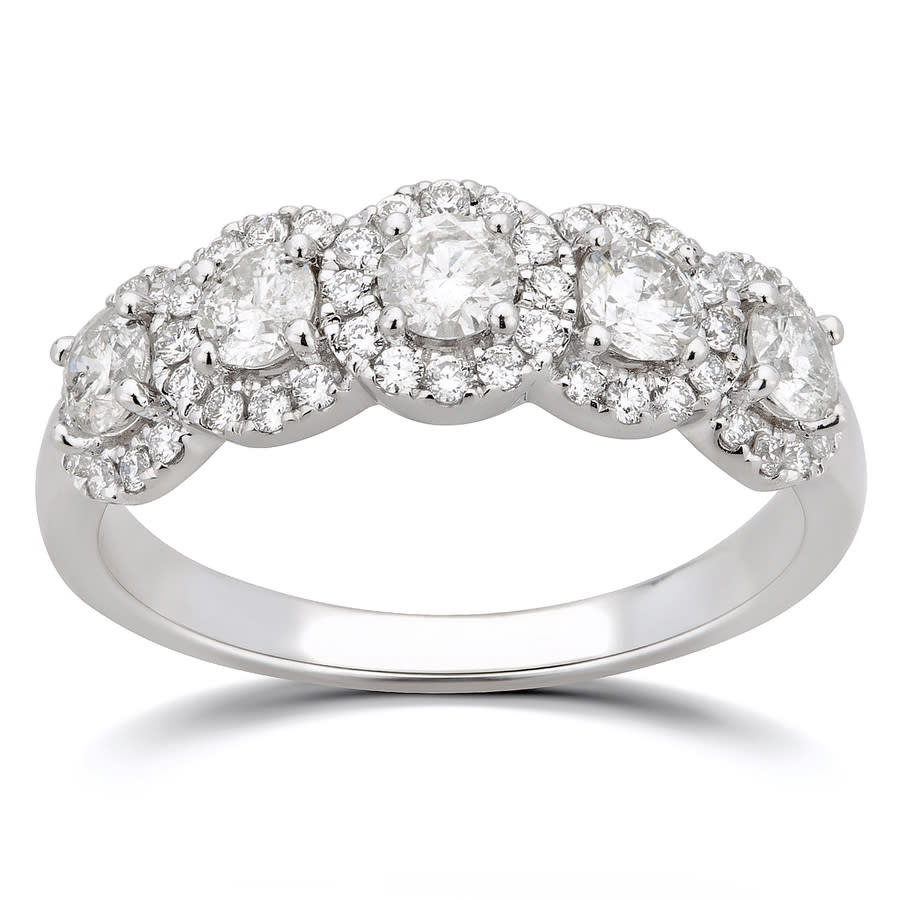 Diamondmuse 1.50 cttw Round Swarovski 5 Stone Engagement Ring in ...
