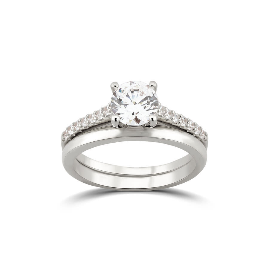 Diamondmuse 1.88 cttw Round Swarovski Sterling Silver Solitaire Bridal ...