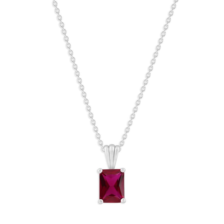 Belacqua Siam Ruby July Birthstone Emerald Pendant Necklace in Sterling ...