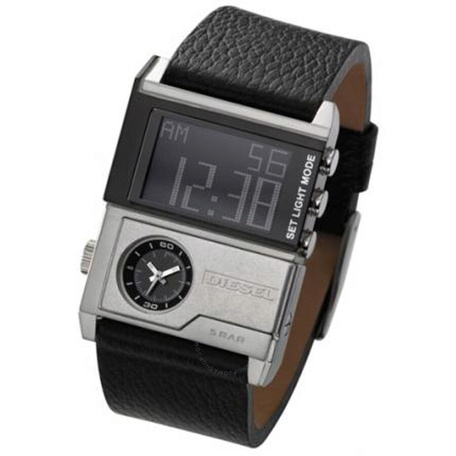 Diesel Digital Analog Black Leather Men's Watch DZ7138 698615052509 ...