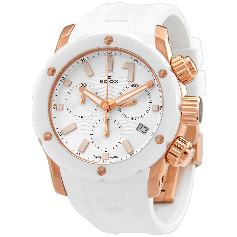 Edox Chronoffshore-1 Chronograph Quartz White Dial Ladies Watch 10225 ...