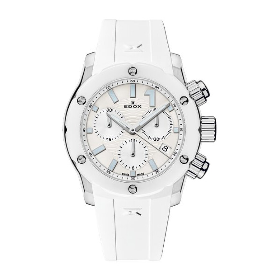 Edox Chronoffshore-1 White Dial Ladies Chronograph Watch 10225 3B BIN ...